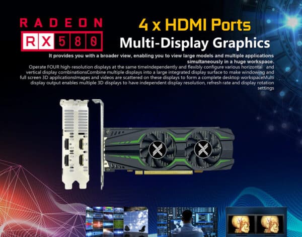 Radeon RX 580 4 X HDMI Ports Multi-Display Graphics Wonderful View - X ...